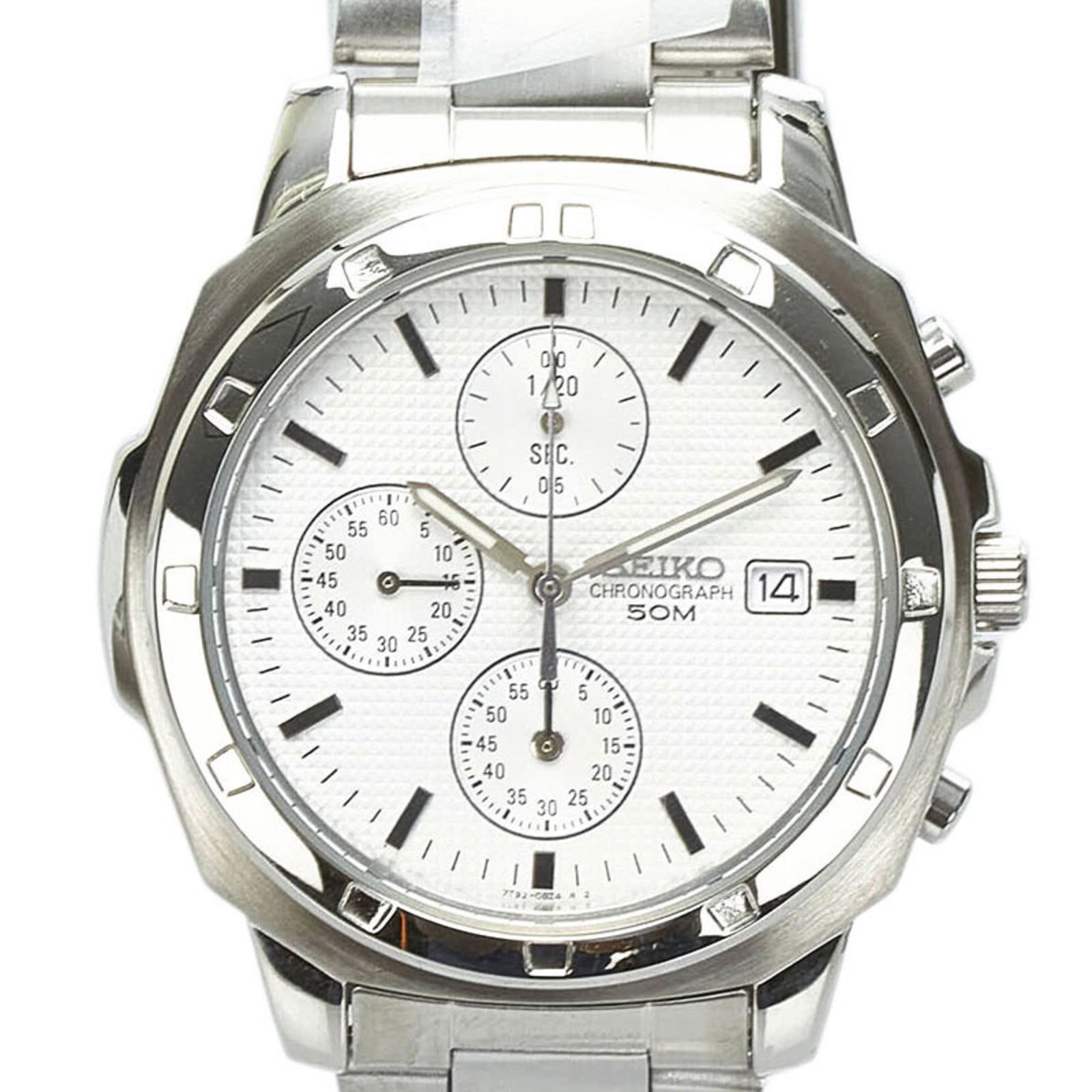 Seiko Watch 7t92 0ca0 Quartz White Dial Stainless Steel Men's Seiko