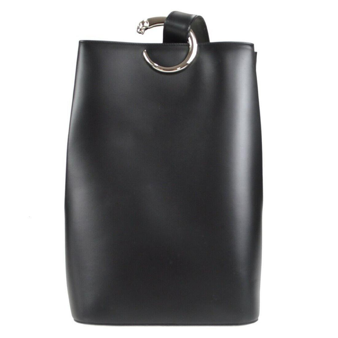 Cartier Panthere Logos Bucket Shoulder Bag Black Leather France EKIB ...