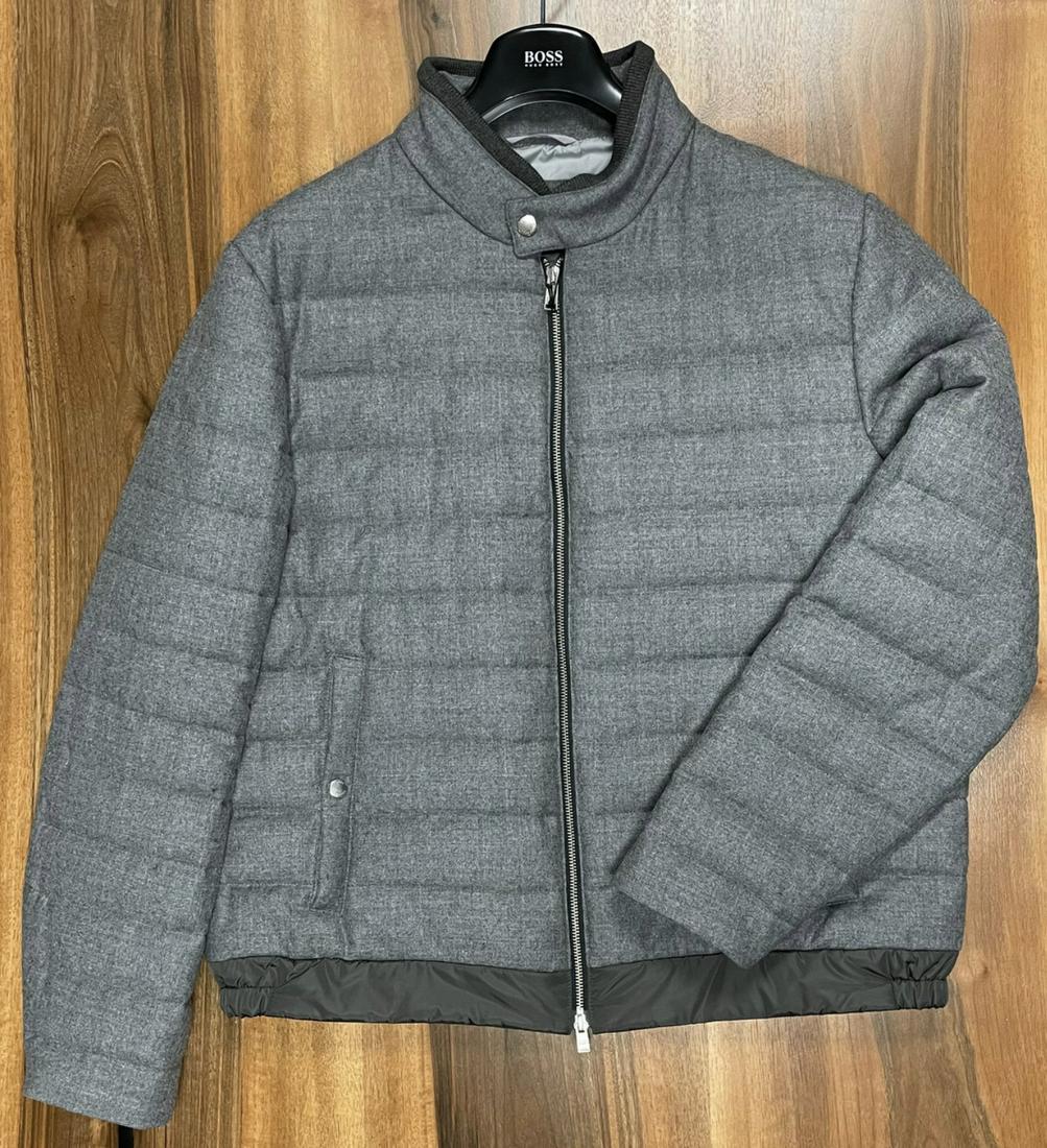 HUGO BOSS Virgin Wool Biker Jacket Parka Coat Quilted Step Padded Step ...