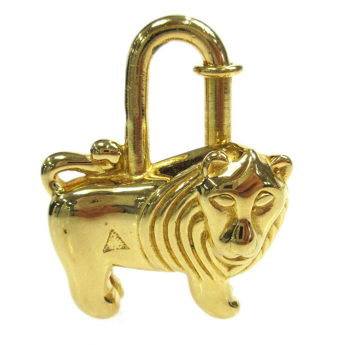 Hermes 1997 Limited Edition Lion Motif Cadena Lock Bag Charm Gold