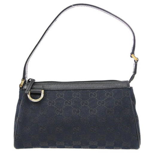 Gucci Gg Pattern Handbag Black Canvas Leather 145750 002404