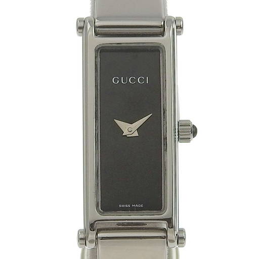 Gucci 1500l Stainless Steel Quartz Analog Display Ladies Black Dial Watch