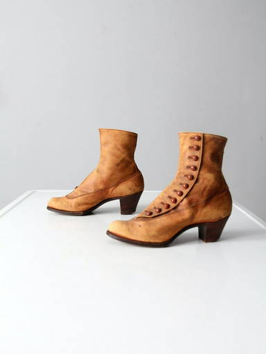 Edwardian Leather Side Button Boots