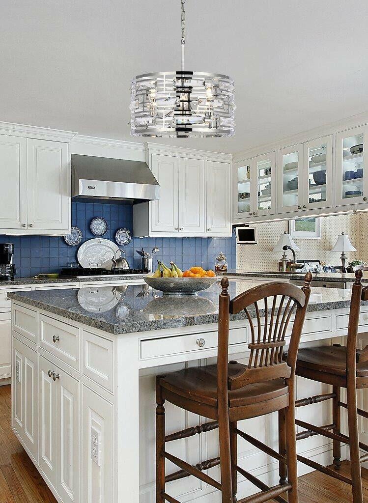 Chrome Modern Dining Room Kitchen Crystal Chandelier 3 Light Lighting ...