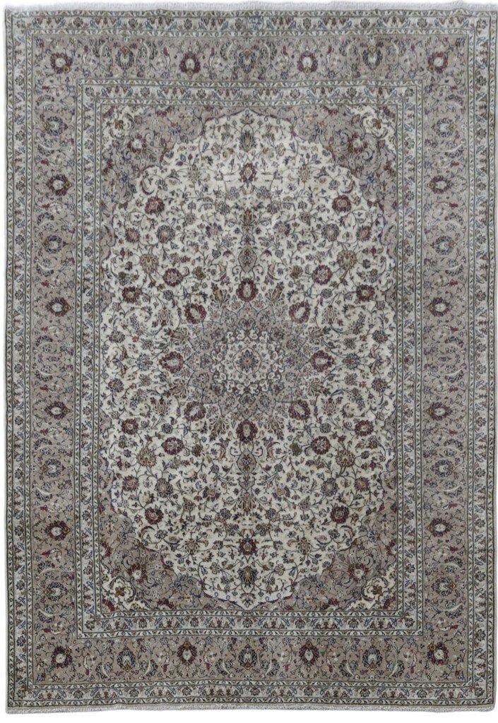 8 X 12 Ivory Persian Signed Kashan Rug Auction
