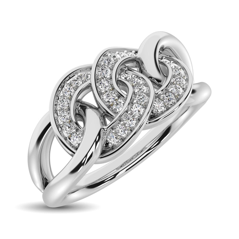 10k White Gold 1/5 Ct.tw. Diamond Interlinked Circle Ring Auction