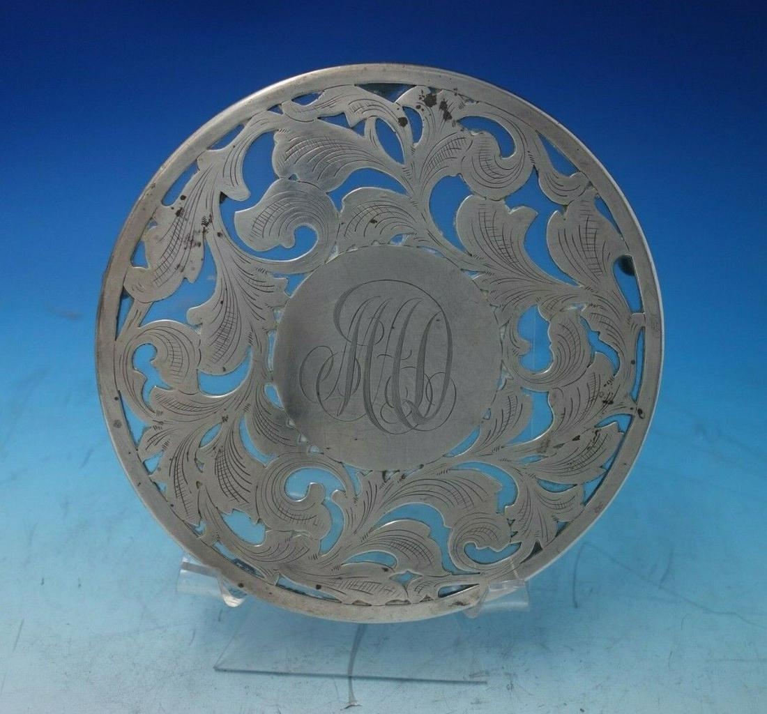 National Silver Co Glass Trivet Plate W/sterling Silver Overlay Footed ...