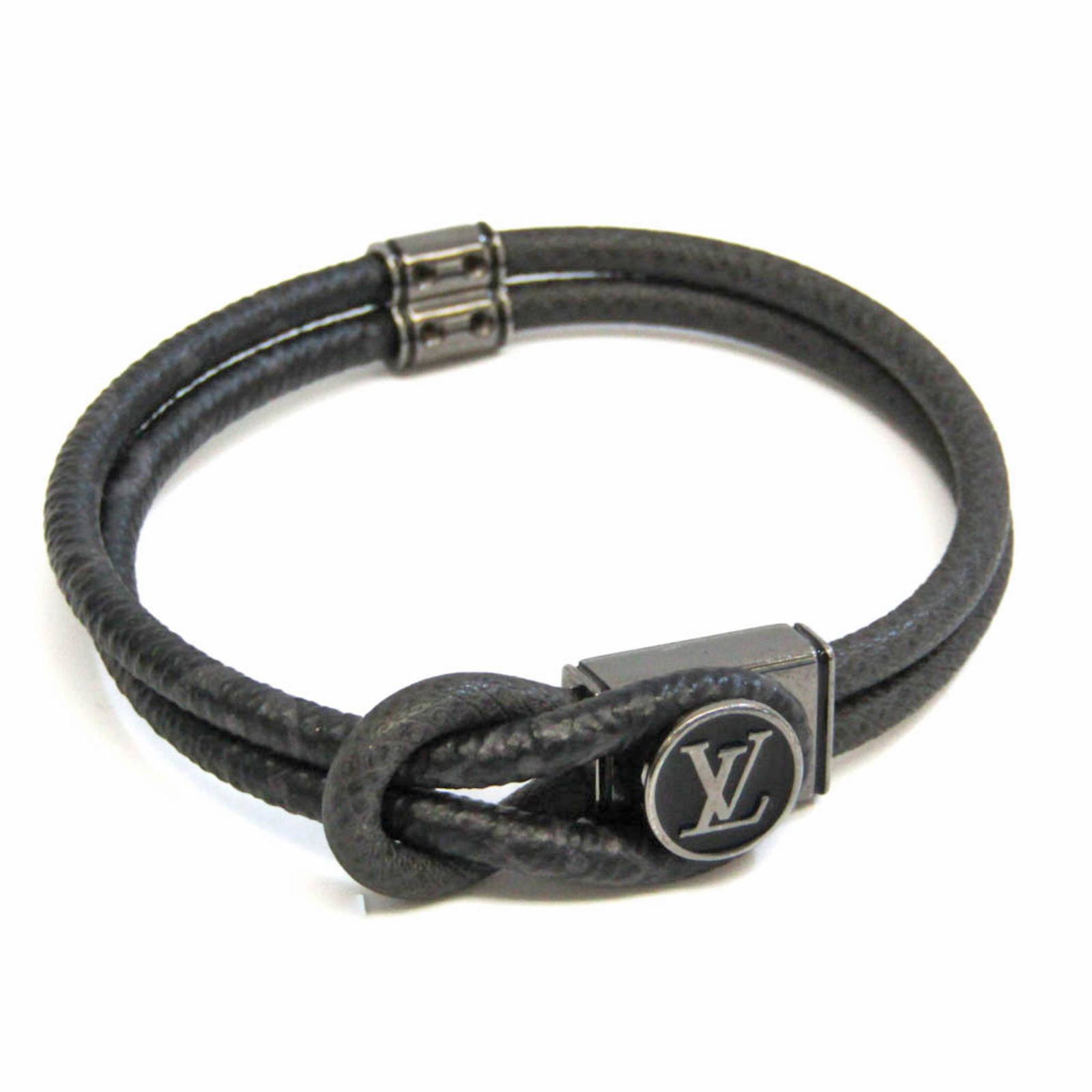 Louis Vuitton Taiga Brasserie Loop It M6780 Leather Metal Monogram Eclipse Bangle Gunmetal ...