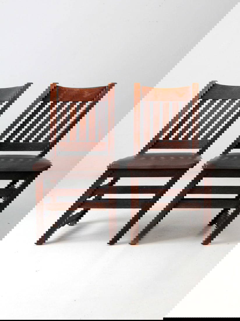 On Hold / Reserve : Vintage Mission Style Chairs With Upholstery Pair ...