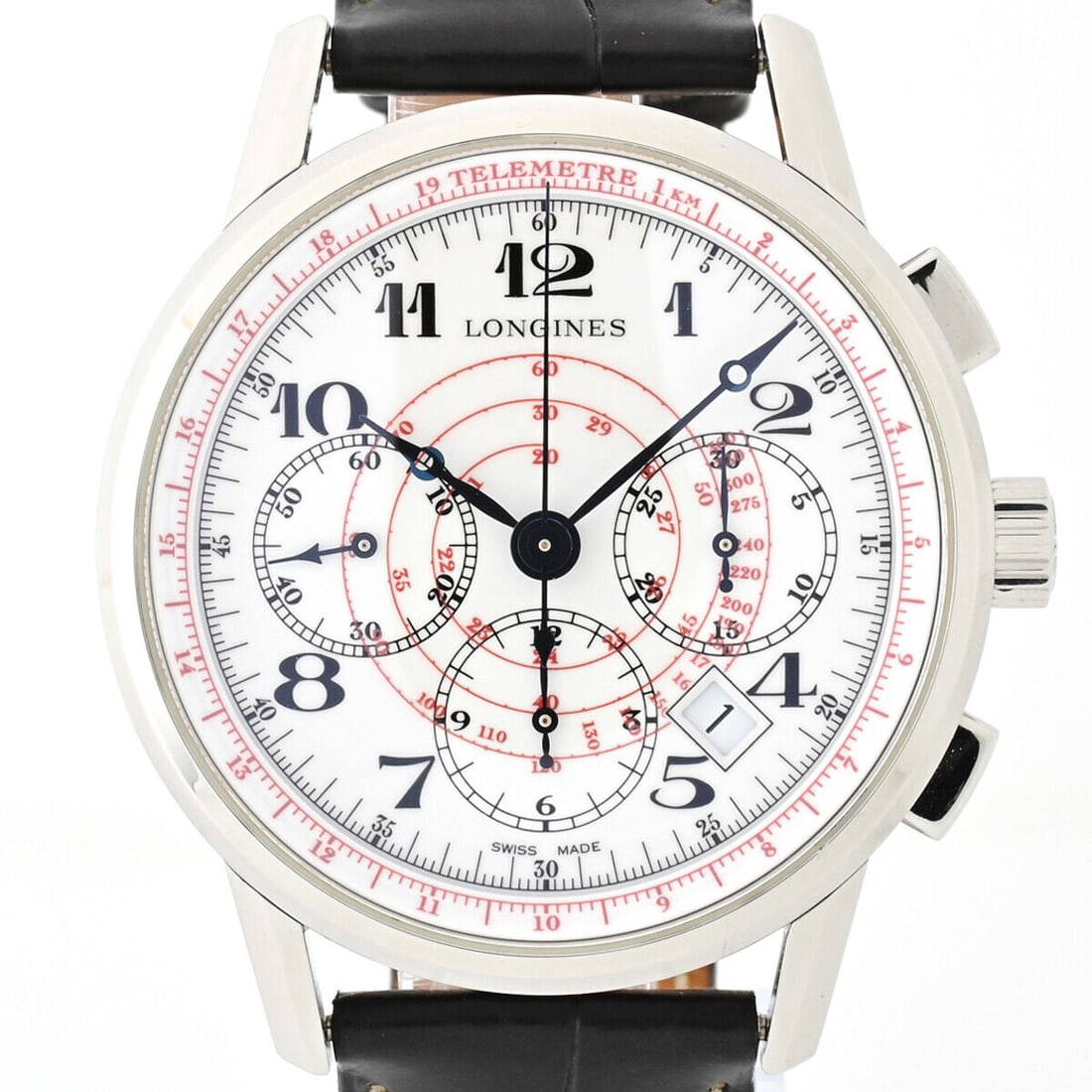Longines Heritage Telemeter Chronograph Stainless Mens Watch Pre-owned ...