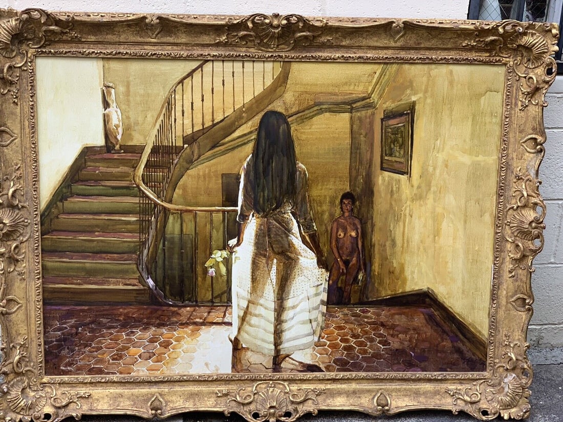 Shirl Goedike O/c American Painting Girl & The Rose Light On The ...