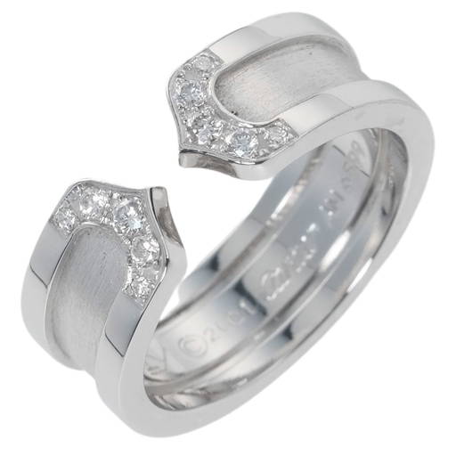 Cartier 2c Double C 10p K18wg X Diamond No. 9 Ladies Ring