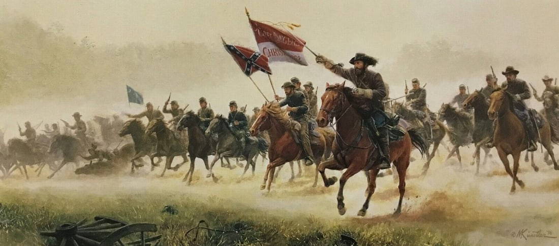 Mort Kunstler Civil War The Charge At Revilian Station Custom Framed ...