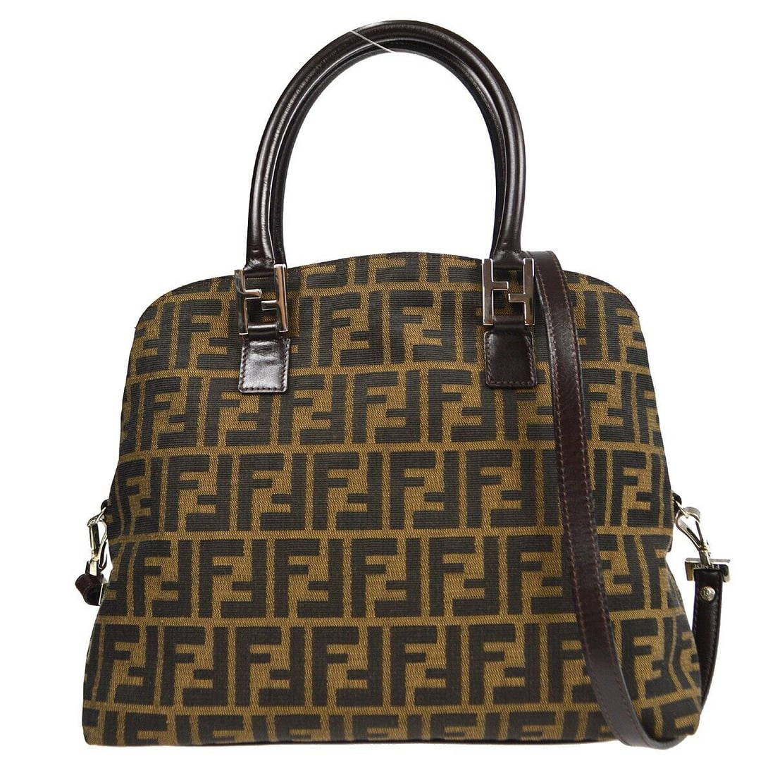 Fendi Zucca Pattern 2way Handbag Purse Brown Black Canvas 83149681992 ...