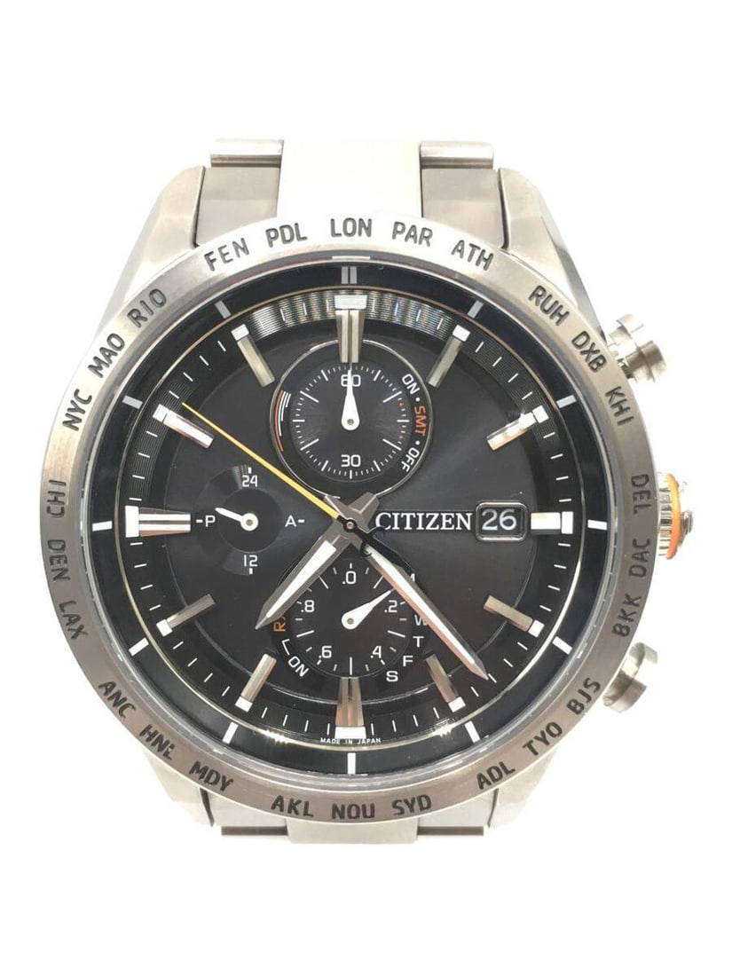 Citizen Eco Drive At8181-63e Solar Analog Titanium Black Mens Watch Auction