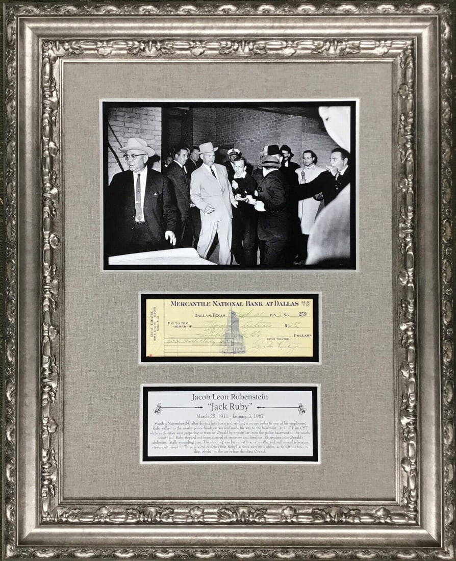 Jack Ruby Signed Check Display Shooting Lee Harvey Oswald Custom Framed Jsa Loa Auction