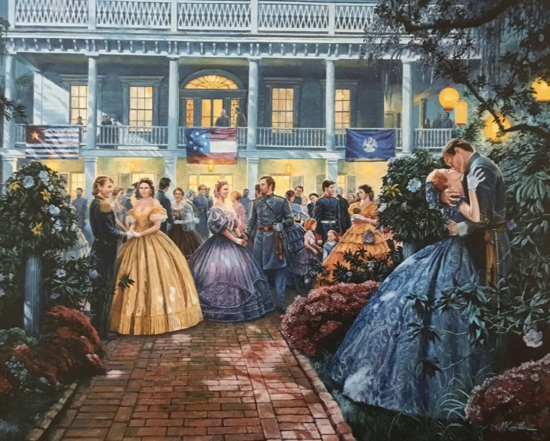 Mort Kunstler Civil War Print - Moonlights And Magnolias Custom Framed ...