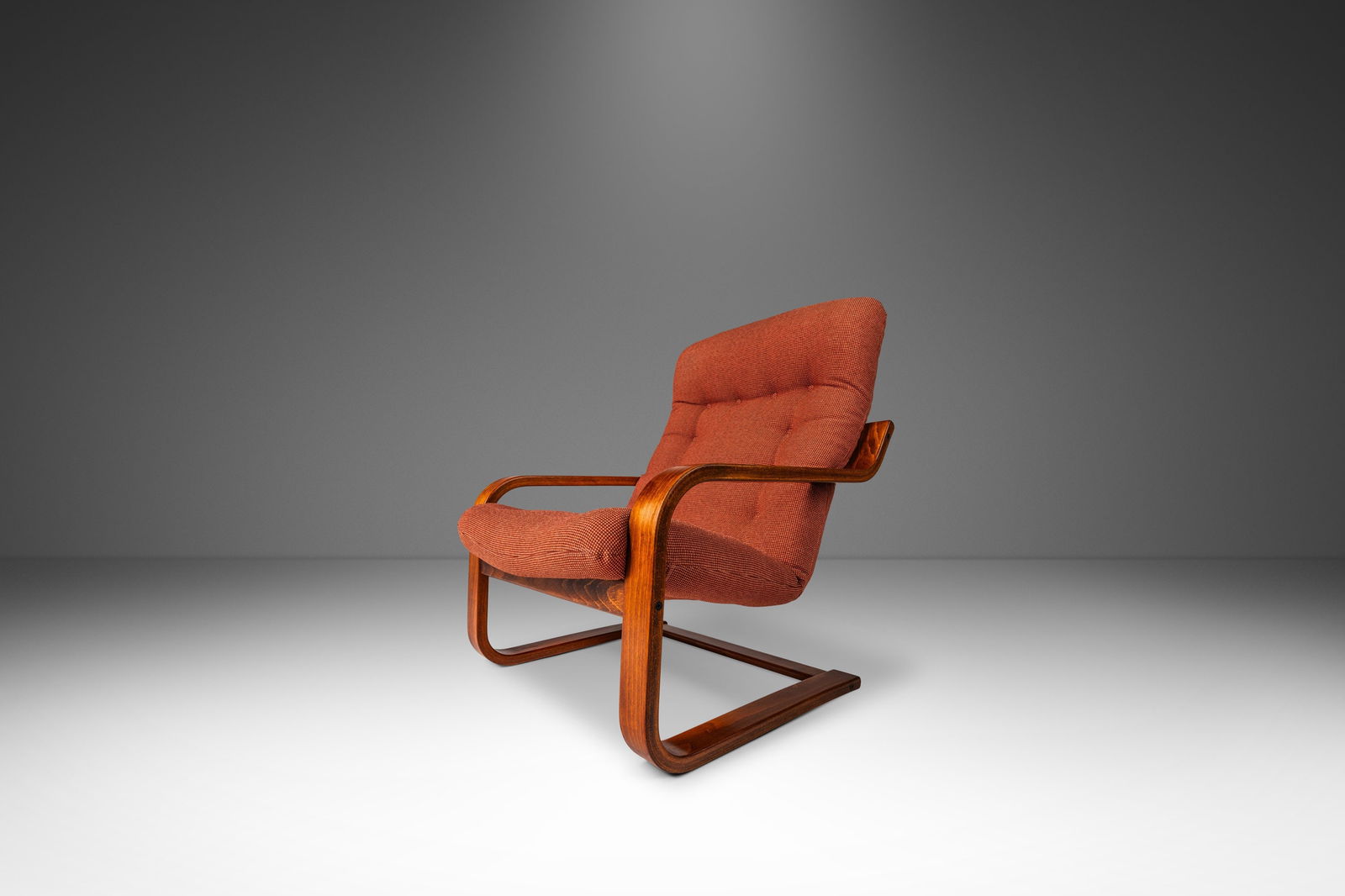 Mid-century Modern Bentwood Lounge Chair In Beech And Original Fabric ...