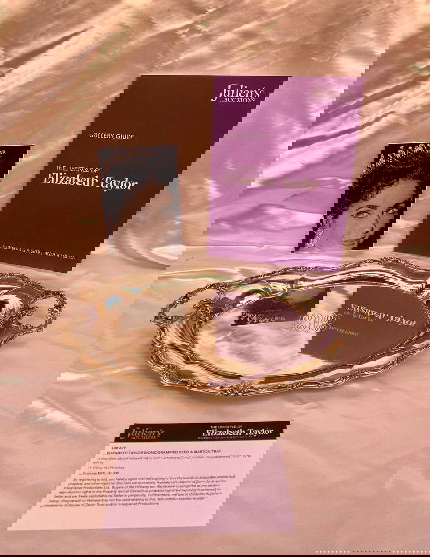 Elizabeth Taylor Monogrammed Reed & Barton Sterling Silver Tray Auction