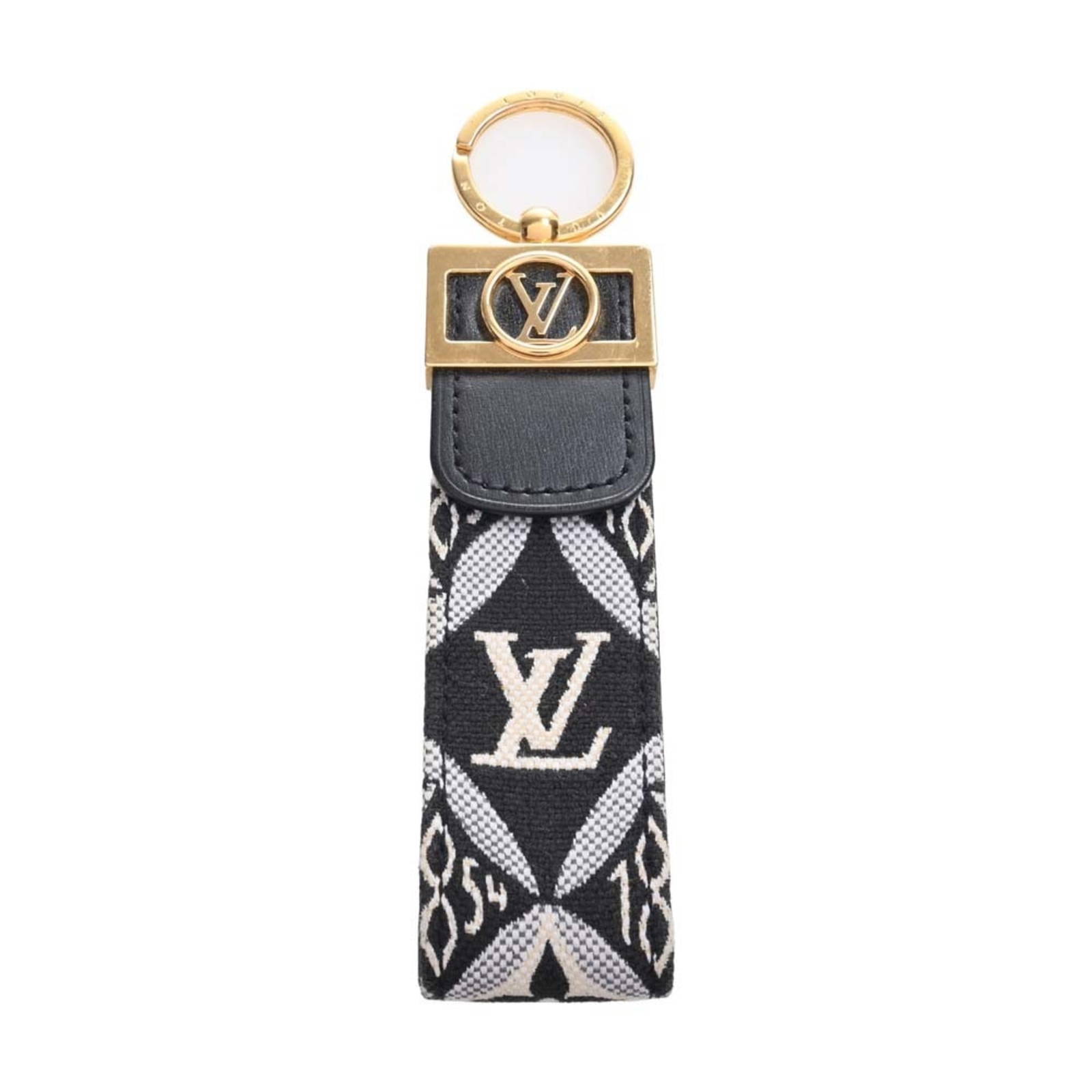 Louis Vuitton Canvas Portocle Dragonne Dauphine Key Ring Mp2835 Black ...