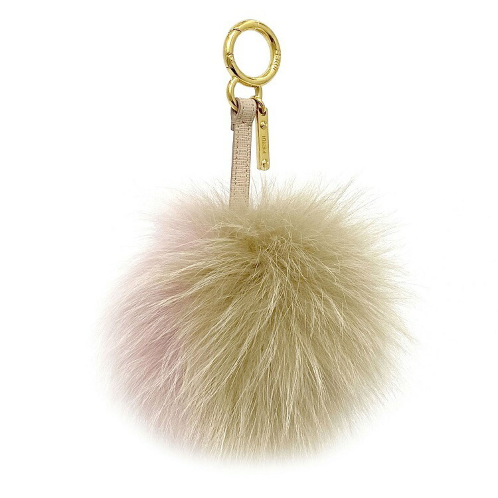 Fendi Charm Pink Beige Gold 7ar259 Fur Fendi Bag Round Key Ring ...