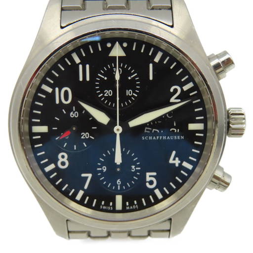Iwc Pilots Chronograph Automatic Watch Iw371704 Stainless Steel Black