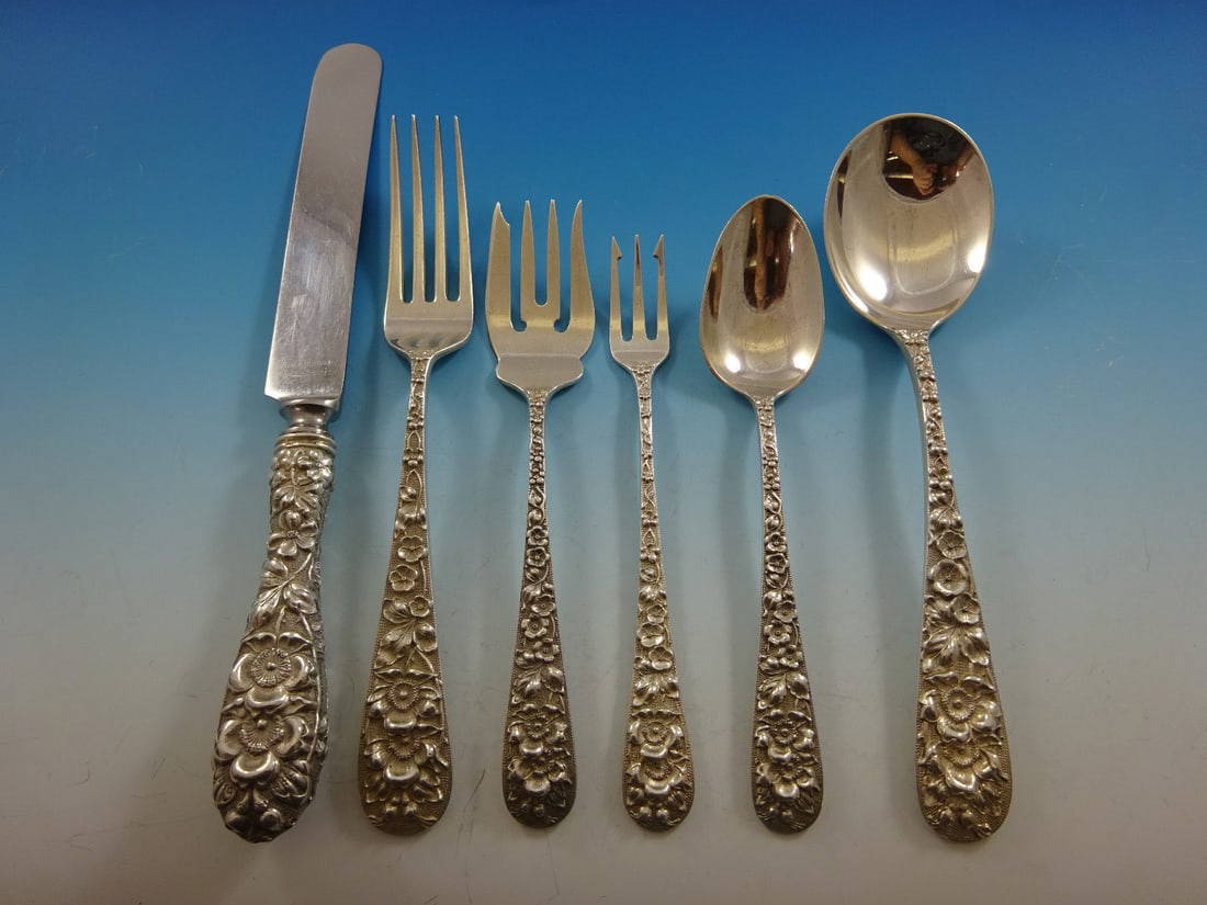Forget Me Not By Stieff Sterling Silver Flatware Service For 8 Set 61 ...