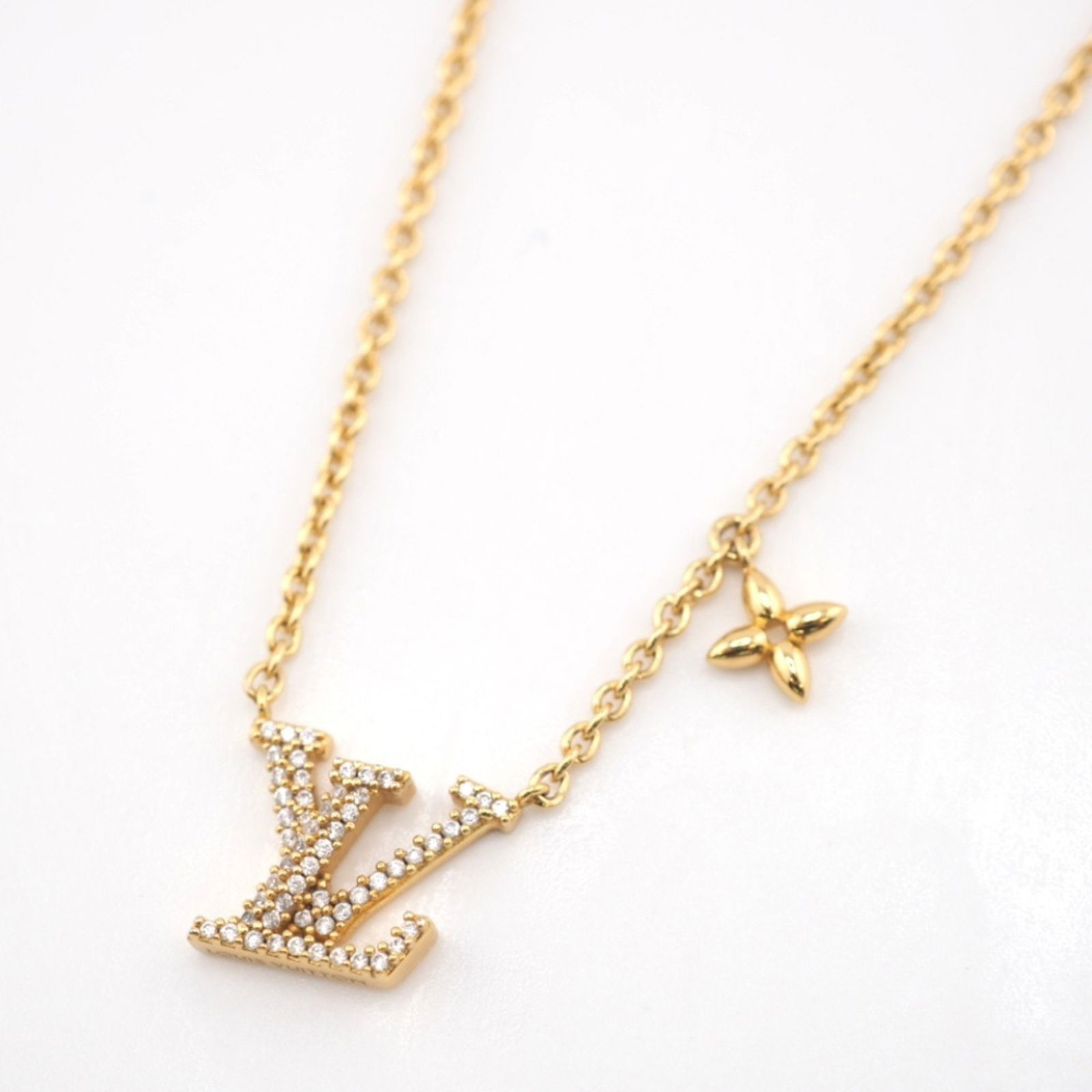 Louis Vuitton M00596 Lv Iconic Rhinestone Necklace Gold Women's Auction