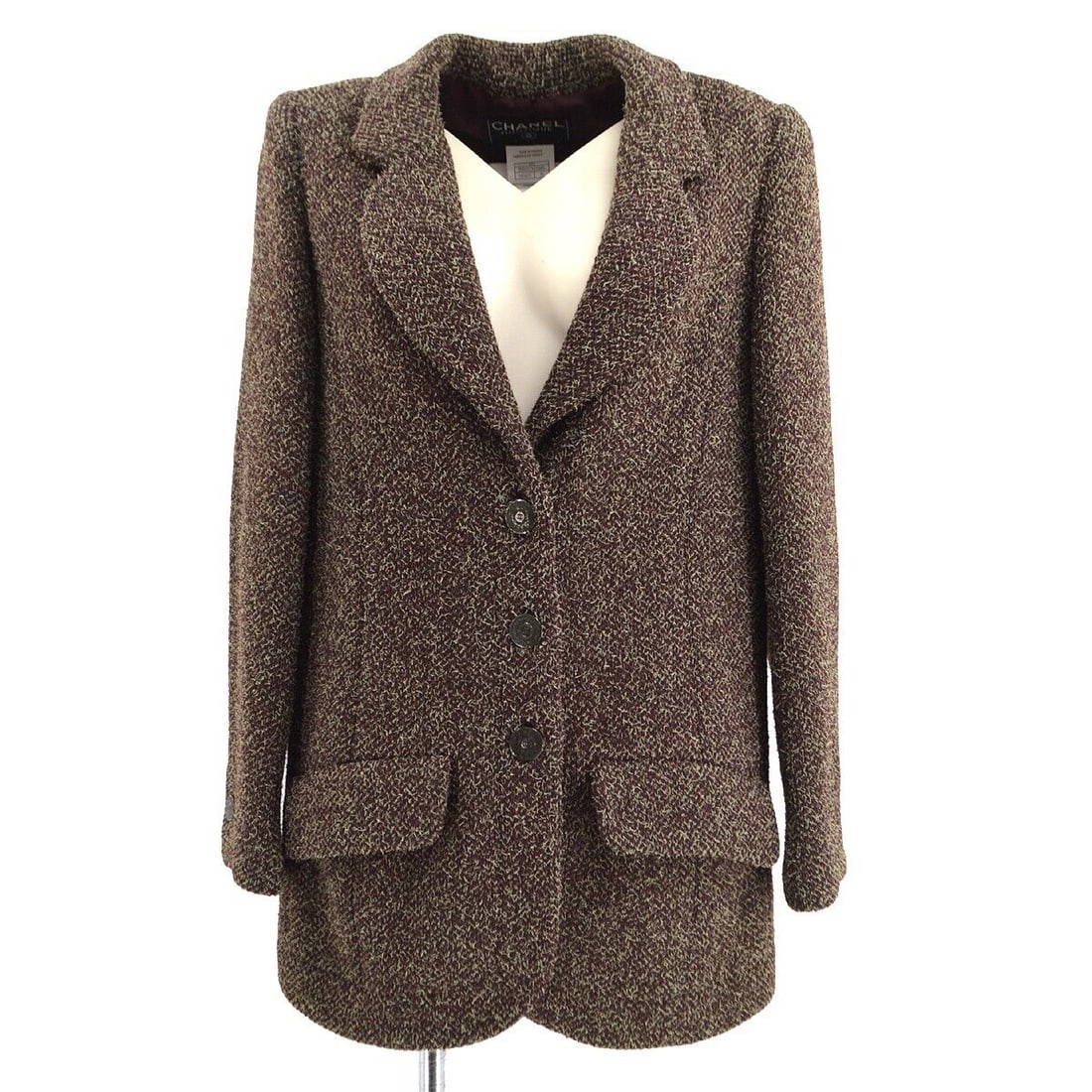 Chanel 97a #36 Button Single Breasted Long Sleeve Jacket Brown Auction