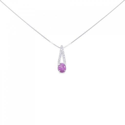Pt Star Ruby Necklace 1.02ct