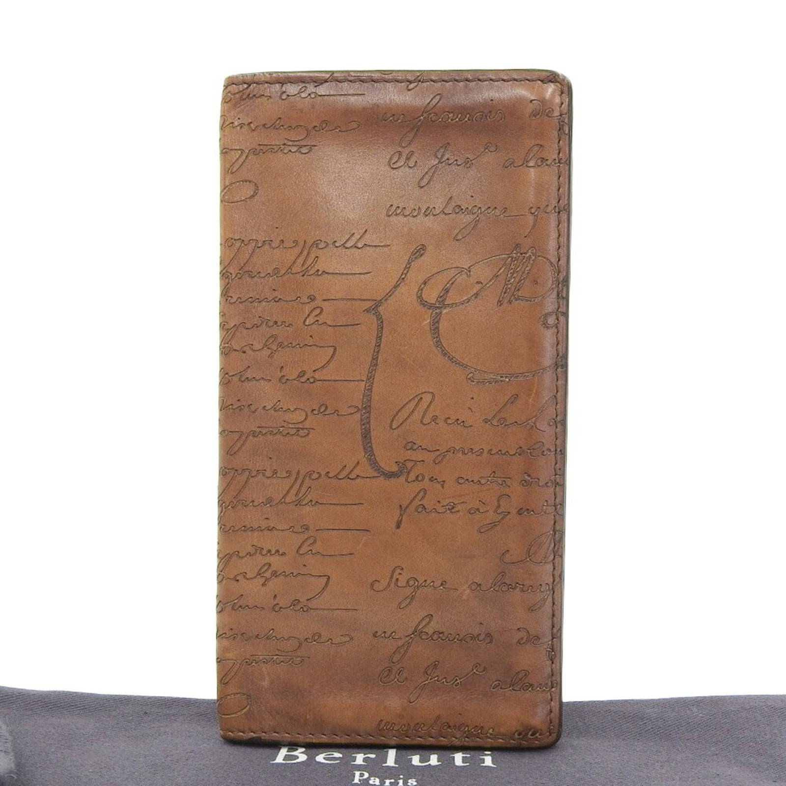Berluti Calligraphy Folio Wallet Brown Auction