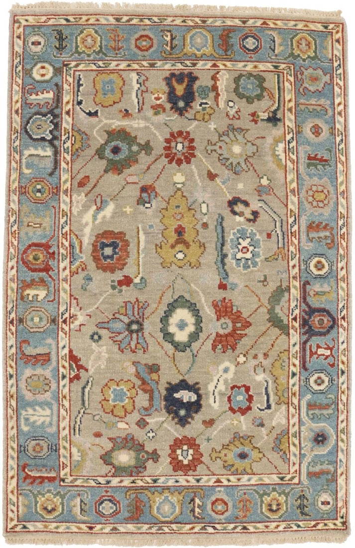 Oushak Chobi Muted Colors Floral Design 4x6 Oriental Rug Bathroom ...