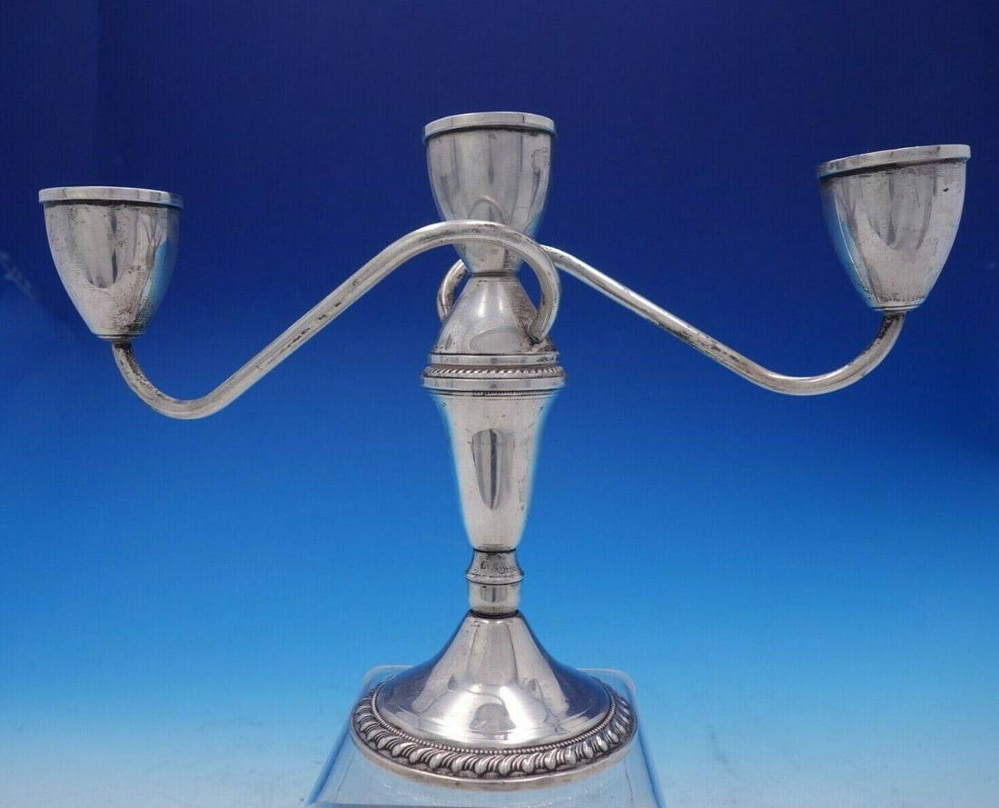 Duchin Creations Sterling Silver Candelabra Single 3-light Gadroon Border Auction