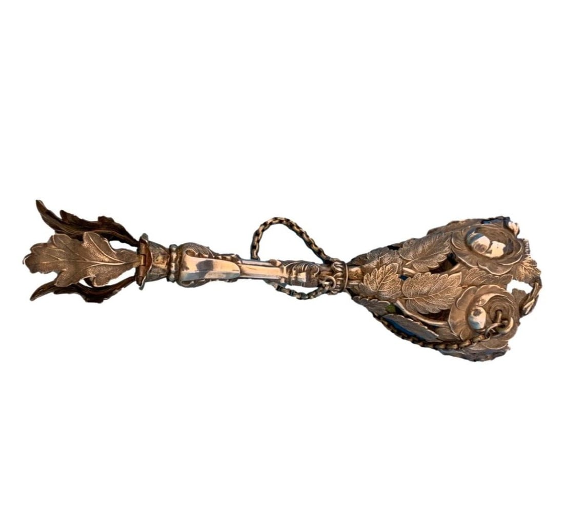 Large Silver Tussie Mussie Posey Posy Holder With Roses Auction