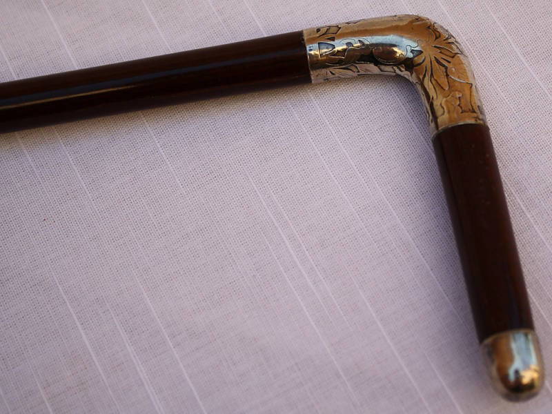 1900 Art Nouveau Sterling Silver French Walking Cane Auction