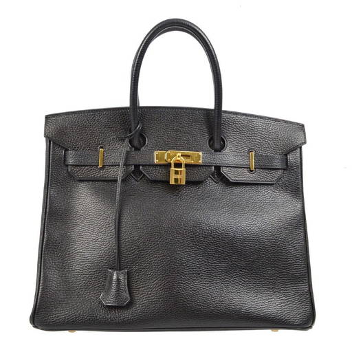 Hermes Black Ardennes Birkin 35 Handbag 1c #d