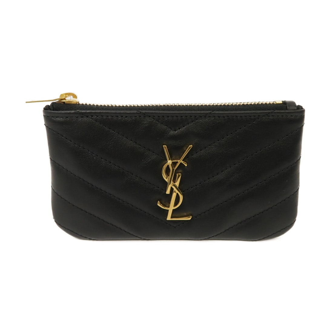 Saint Laurent Ysl Ghw Coin Case Purse 438386 Calfskin Leather Black ...