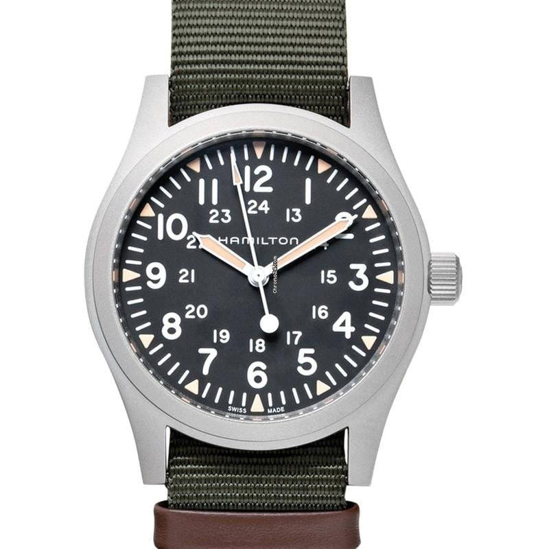 Hamilton Khaki Field H69529933 - Khaki Field Manual-winding Black Dial Stainless Steel Men's ...