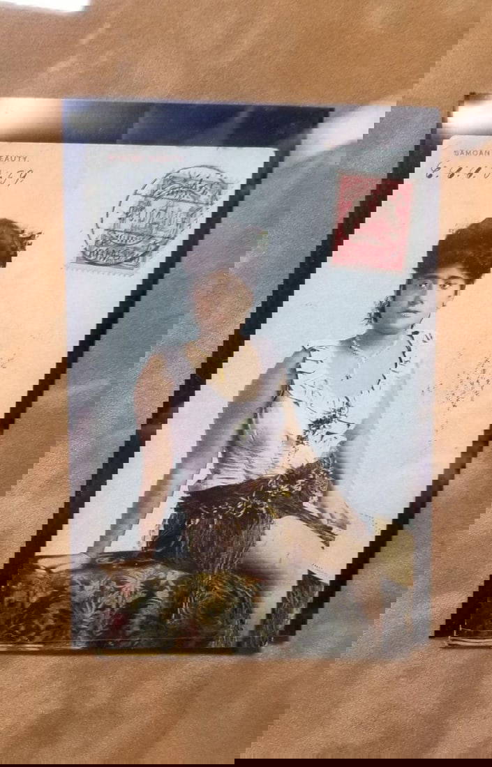 Framed Set Of Samoan Island Vintage Postcards Auction