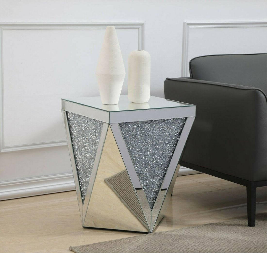 Mirrored Embedded Crystal End Table For Living Dining Bedroom Office ...