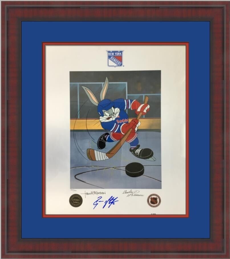 Brian Leetch L/ed Signed Bugs Bunny Ny Rangers Serigraph Custom Framed Auction
