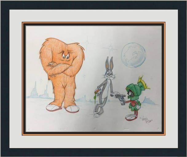 Virgil Ross Signed Model Sheet Drawing Bugs Gossamer Marvin Framed 22in ...