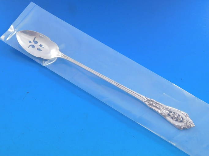 Rose Point Wallace Sterling Silver Olive Spoon Pierced Long 7 1/2 ...