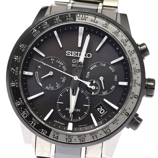 Seiko Astron Men's Solar Radio Wave Watch Titanium/ceramic Black Dial