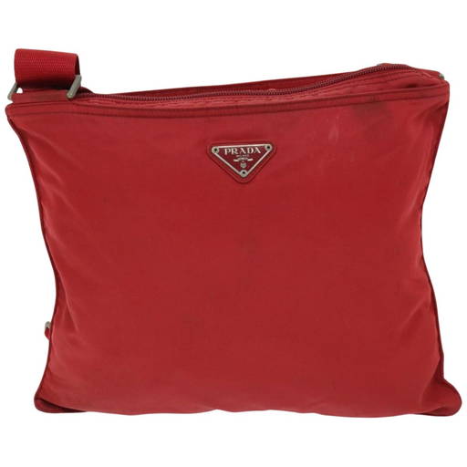 Prada Red Tessuto Bag With Leather Details