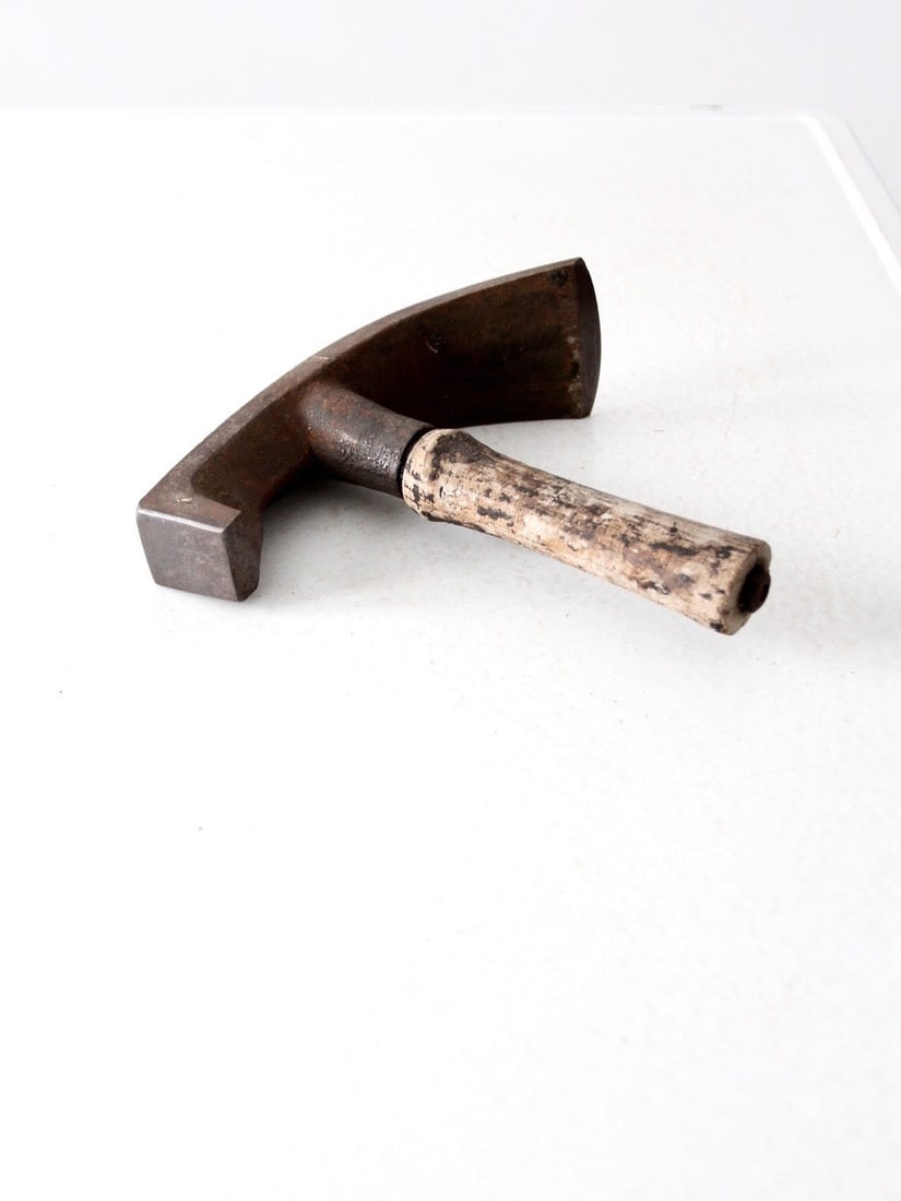 Antique Primitive Hammer With Iron Square Head Auction