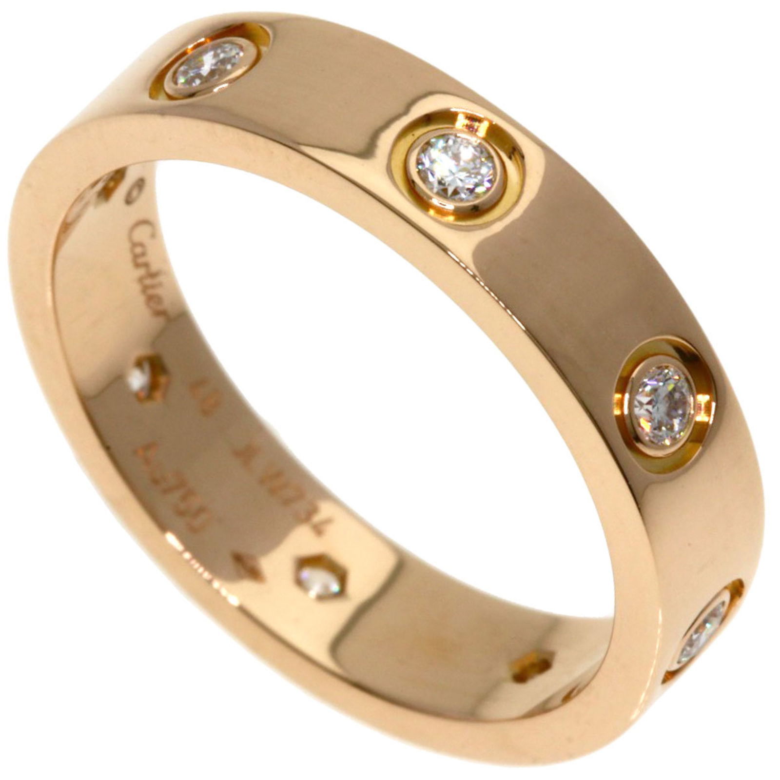 Cartier Love Ring Full Diamond #48 K18 Pink Gold Women's Cartier Auction