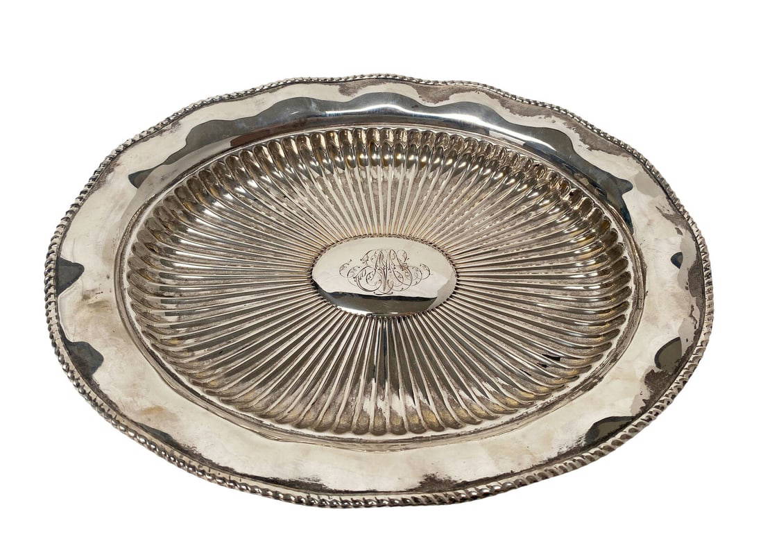 Theodore Starr Sterling Silver Oval Bowl Monogram 12 Inches Auction