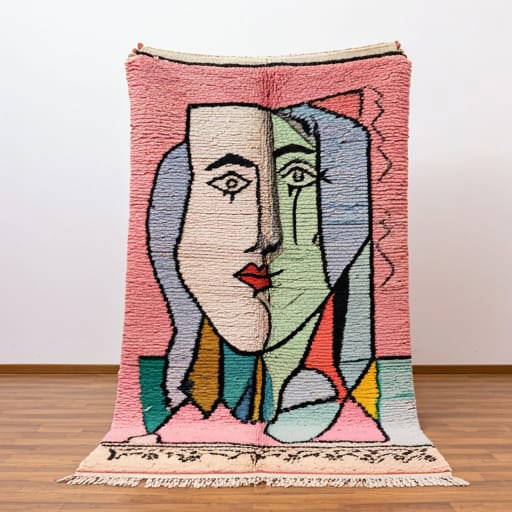 Moroccan Berber Rug 94x98 Inches Picasso-inspired Design Natural Wool ...