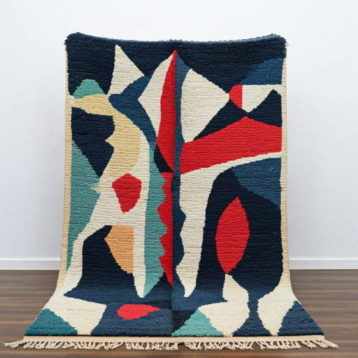 87 X 94 Moroccan Berber Rug With Picasso Inspired Design
